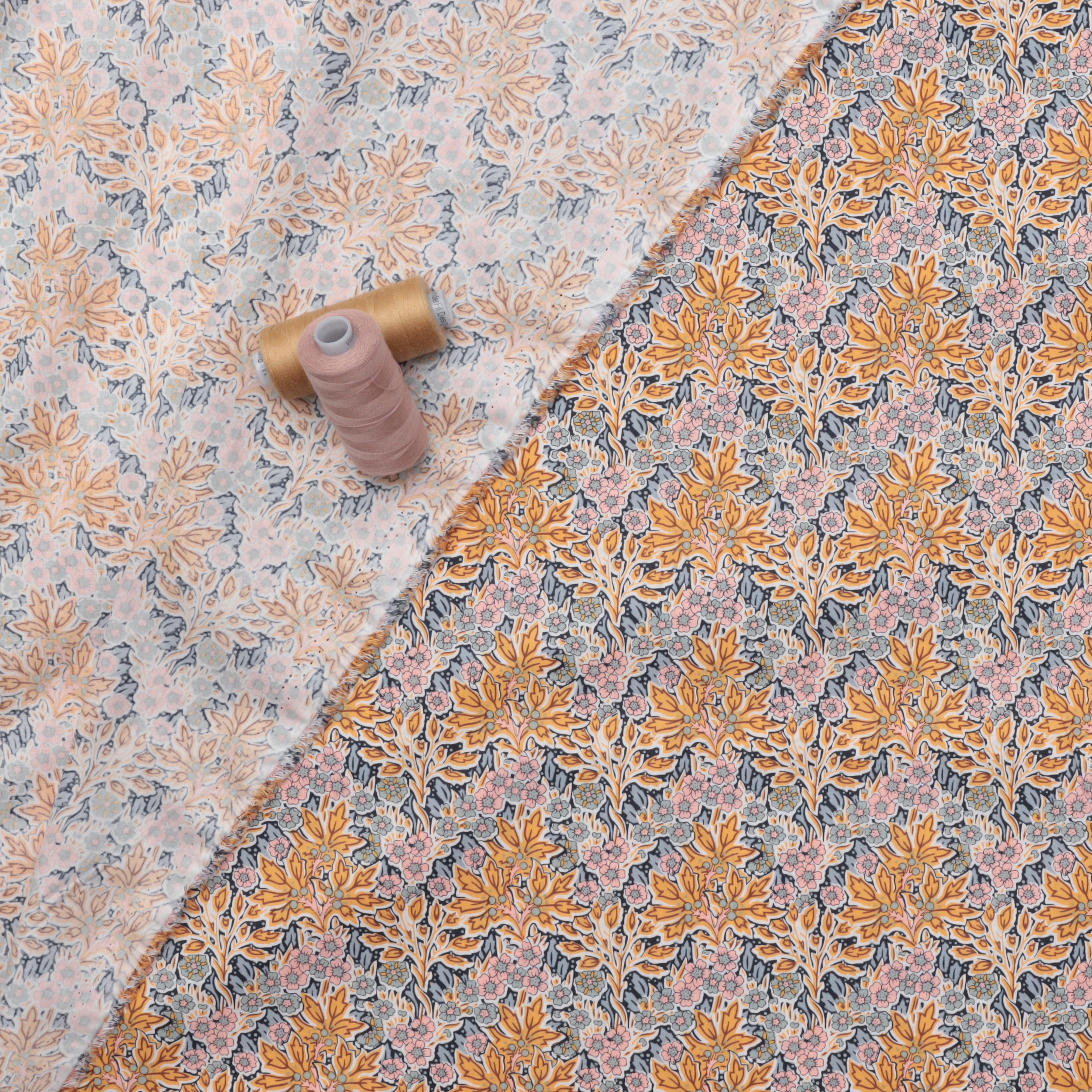 Cotton - Calico Prints - Ochre Leaves – RICK RACK Textiles