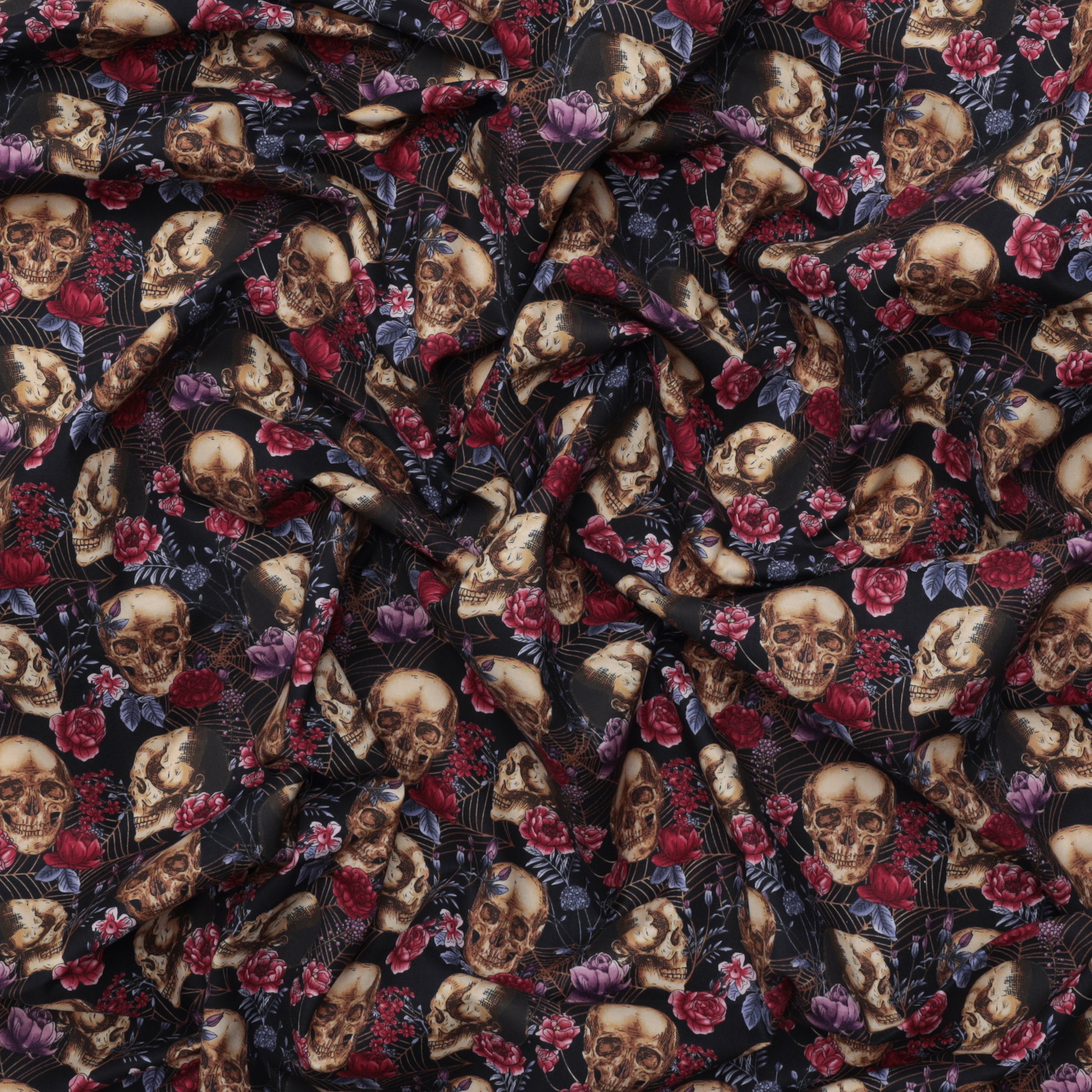 Studio E - Cotton - Bonescolle - Small Floral & Bones - Black – RICK ...