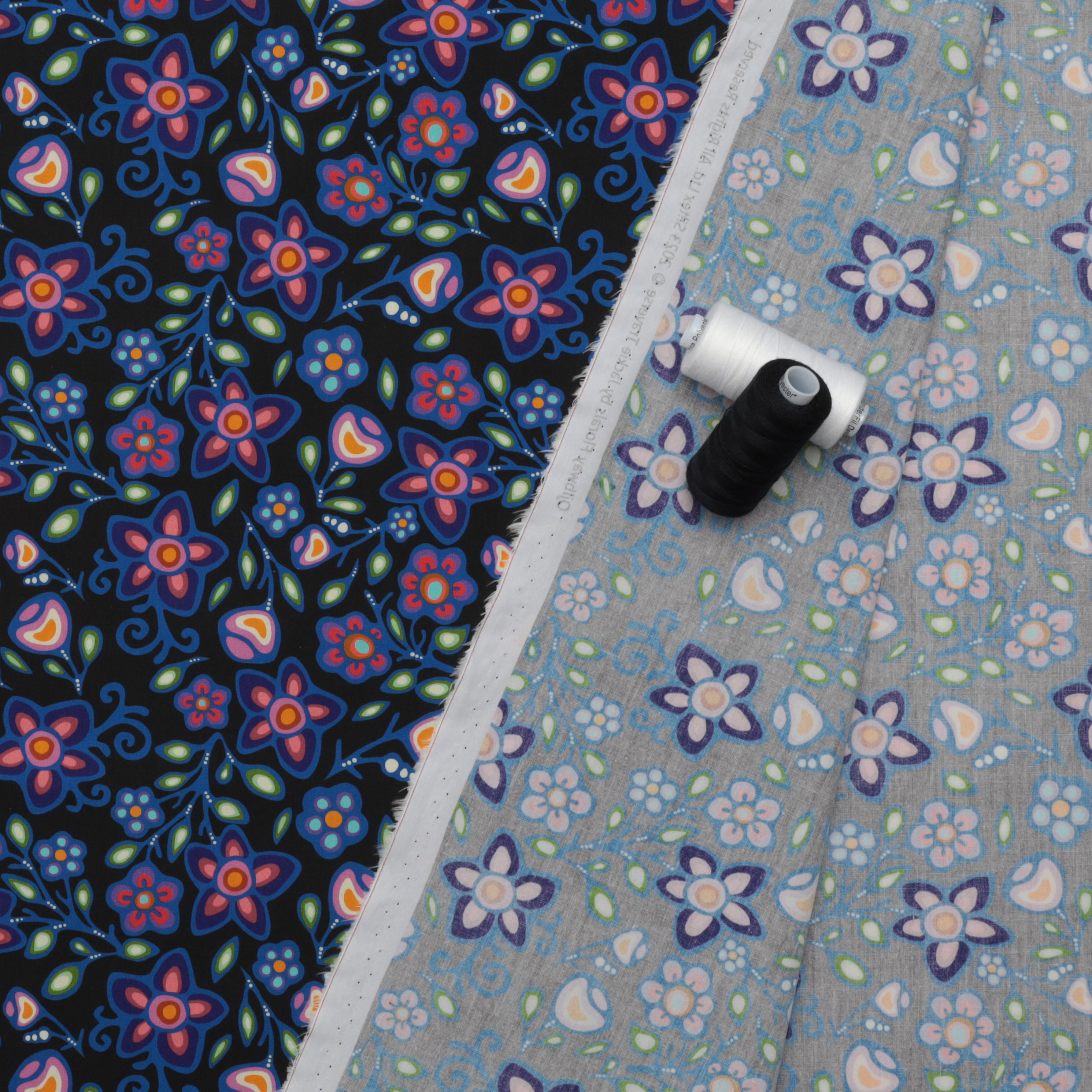 Jackie Traverse - Poplin - Ojibway Florals - Black – RICK RACK Textiles